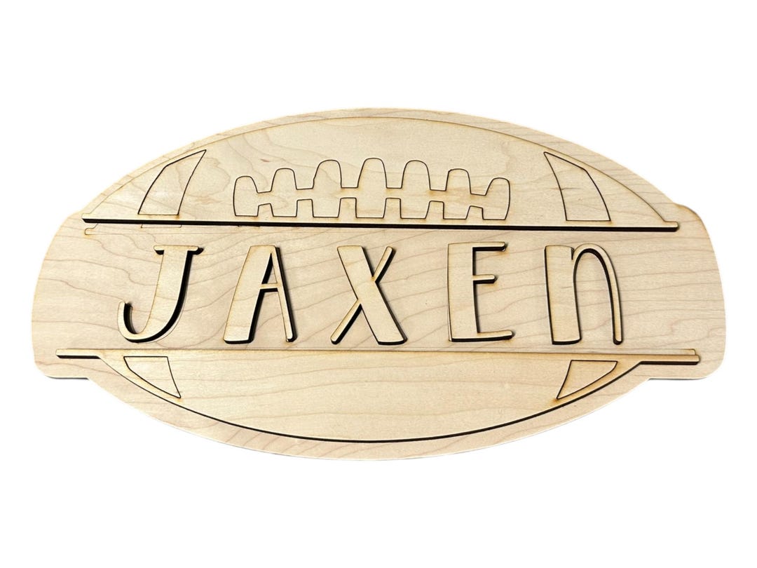 Football Wooden Name Cut Out and Backer for DIY Decor Personalized ...