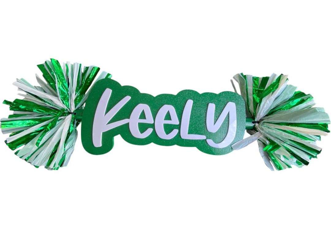 Green and White Custom Cheer Stick -game Day Signs - Pom Pom Sign ...