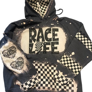 Race Life Bleached Hoodie - Racing Hoodie Personalized Number Name ...