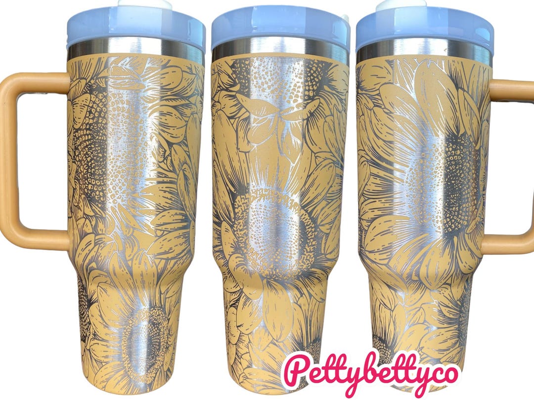Sunflower Tumbler - Yellow Sunflower Cup - Engraved Floral Tumbler ...