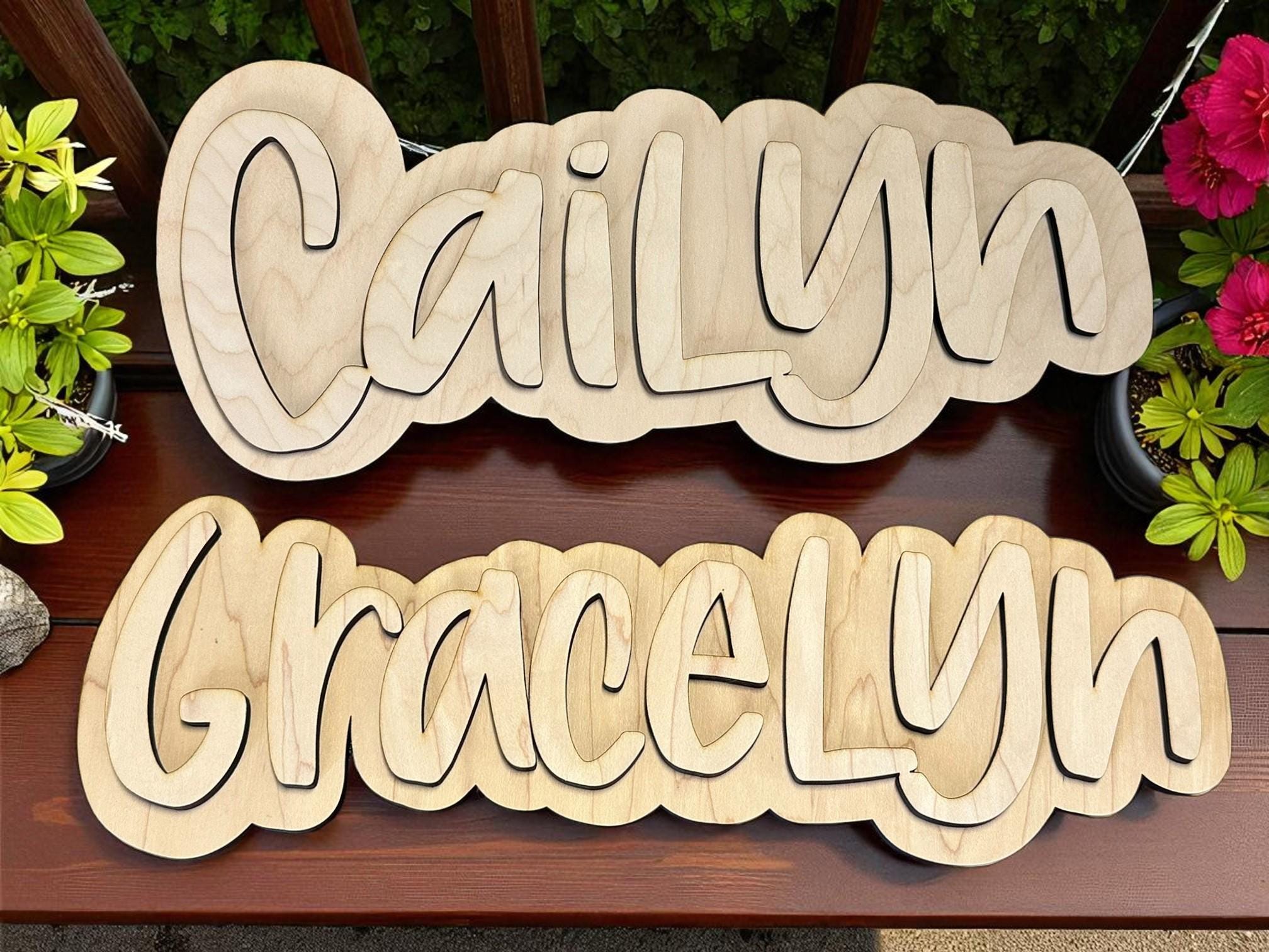 Wooden Name Cut Out and Backer for DIY Decor Personalized Wooden Name ...