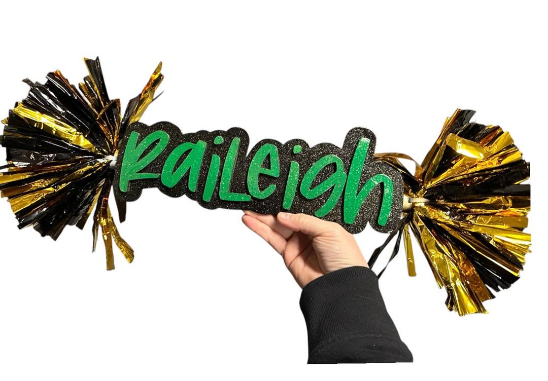 Green Black and Gold Custom Cheer Stick -game Day Signs - Pom Pom Sign ...