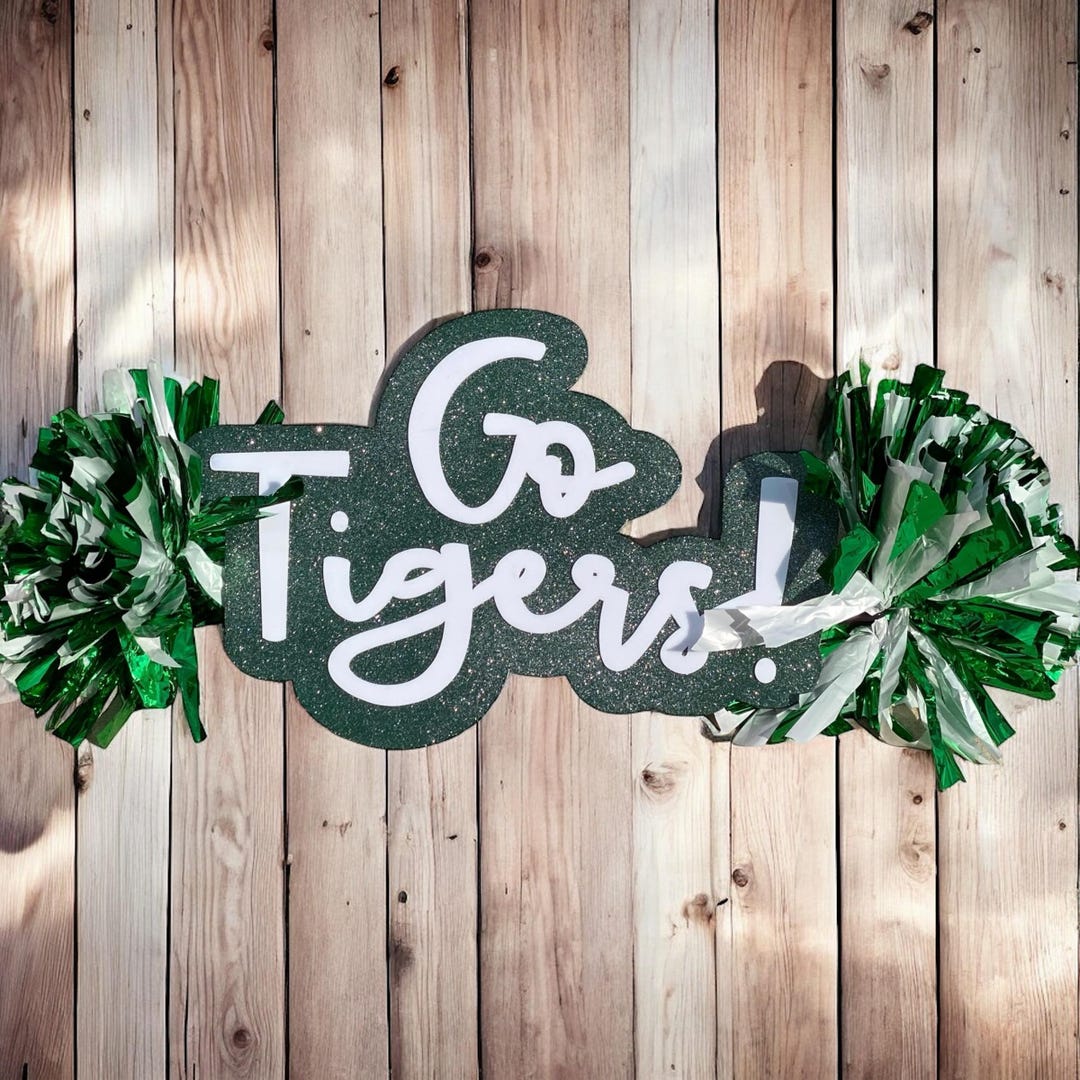 Go Team Sign - Custom Cheer Stick -game Day Signs - Pom Pom Sign ...