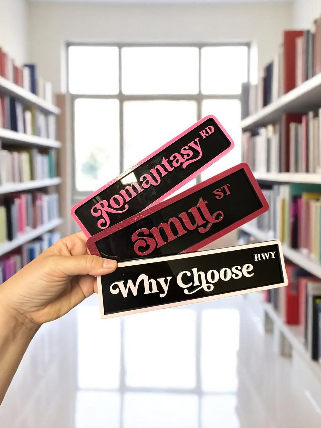 Bookish Street Sign Decor | Book Genre Shelf Signs | Fantasy Romance ...