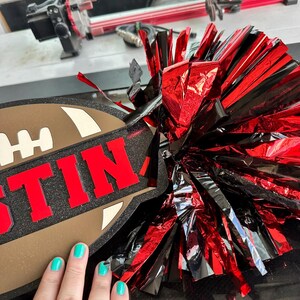 Pom Pom Sign Custom Cheer Stick - Game Day Signs - Custom Acrylic Cheer ...