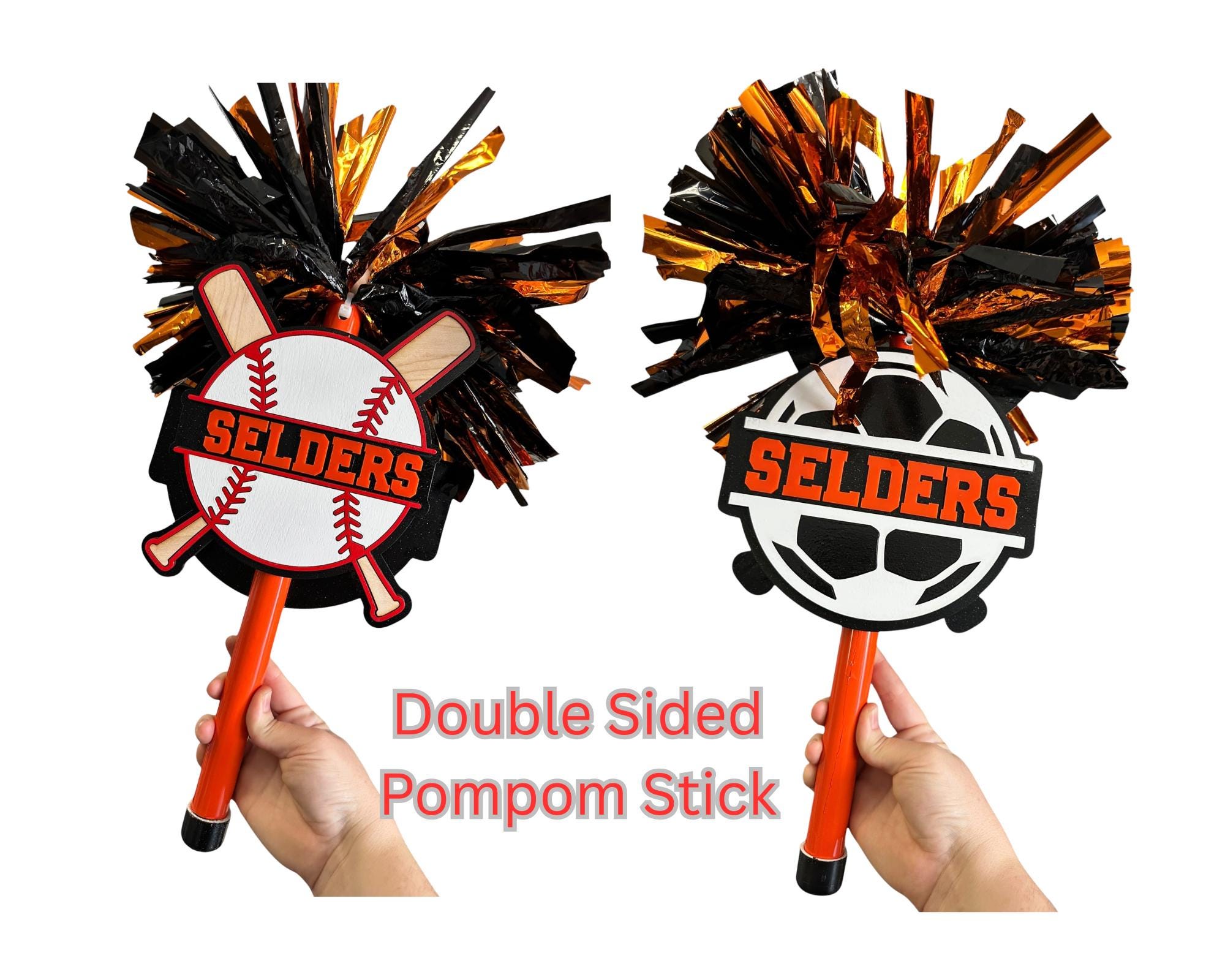 Personalized Pompom Stick | Two Sport Pompom Stick | Custom Team Spirit ...