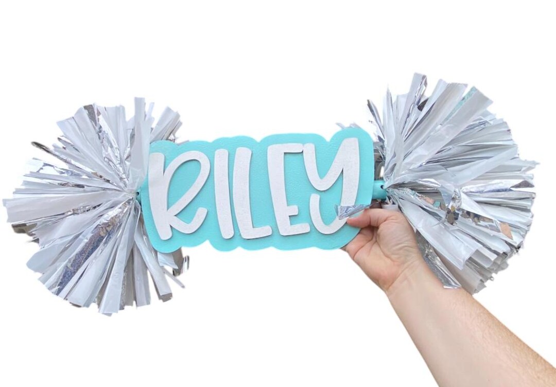 Teal and White Custom Cheer Stick -game Day Signs - Pom Pom Sign ...