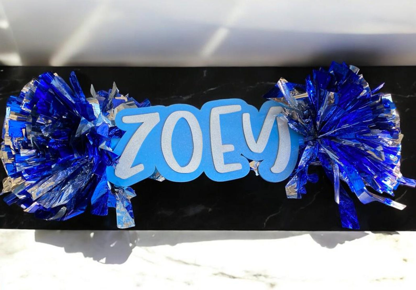 Teal and White Custom Cheer Stick -game Day Signs - Pom Pom Sign ...