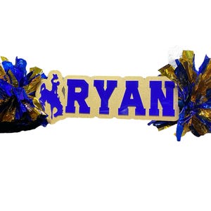 Pom Pom Sign Custom Cheer Stick - Game Day Signs - Custom Acrylic Cheer ...
