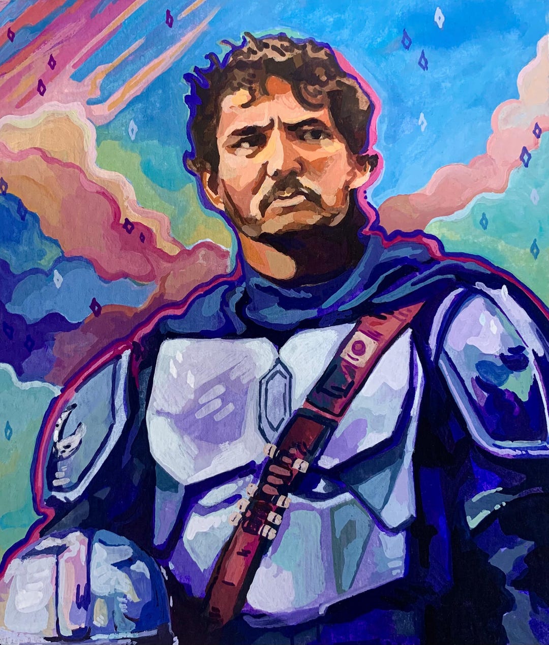 Pastel Mando Print -- Pedro Pascal - Etsy