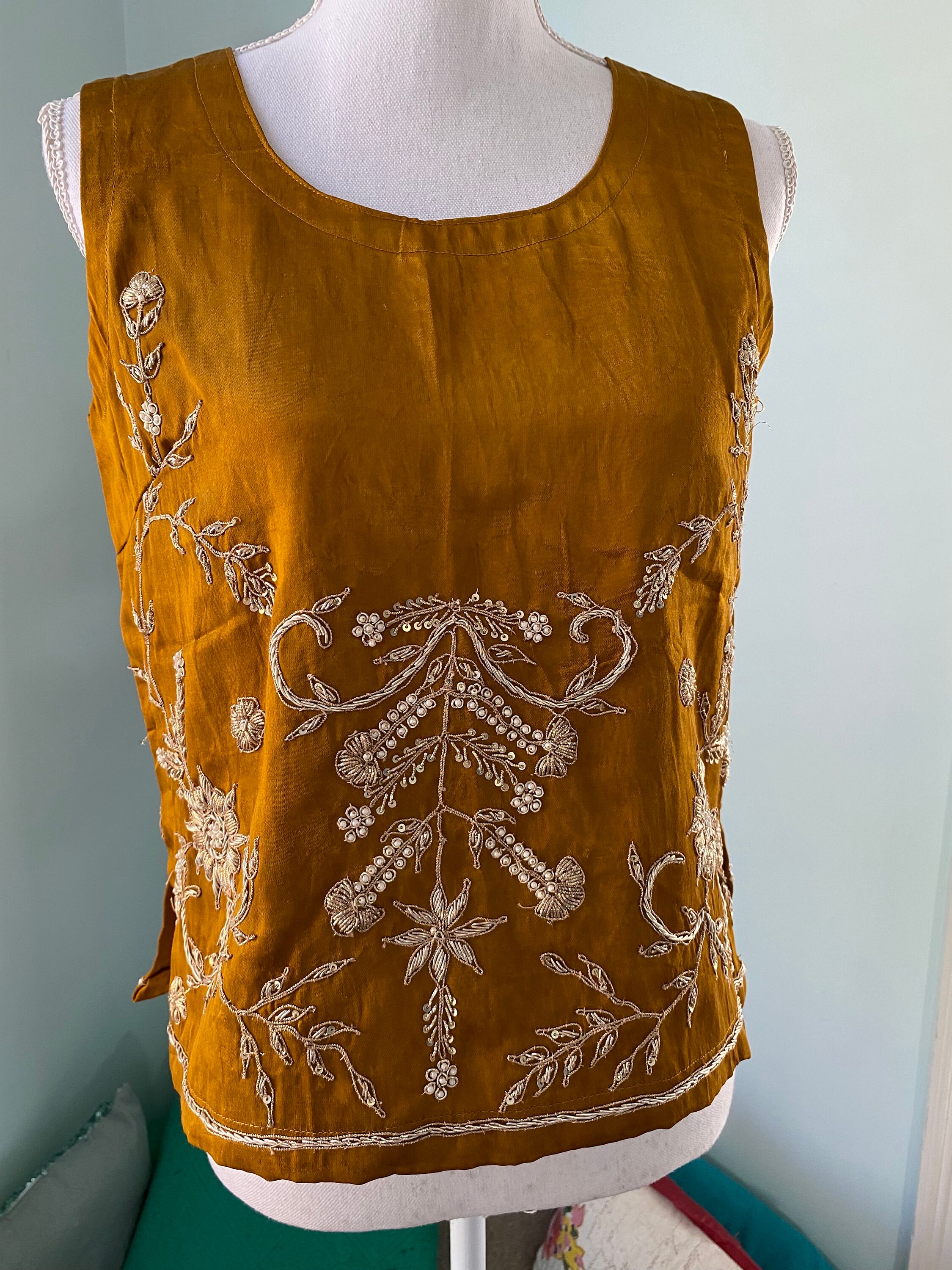 Spectacular Hand Embroidered Party Top. Cotton Satin. Three Colors. for ...