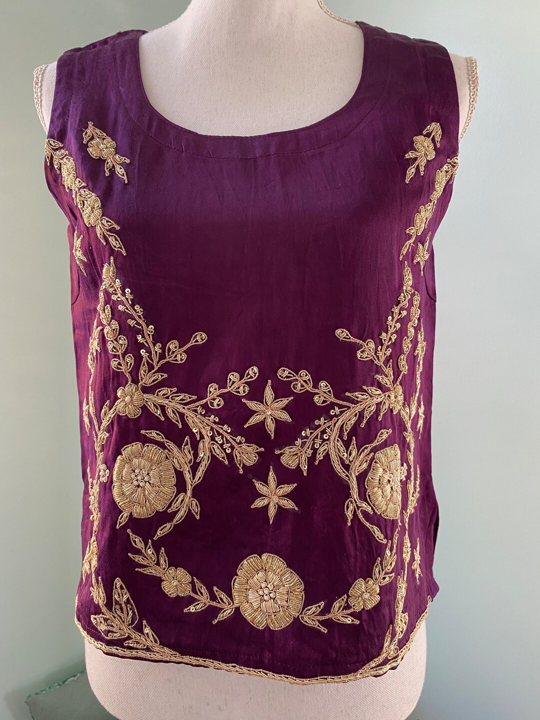 Spectacular Hand Embroidered Party Top. Cotton Satin. Three Colors. for ...