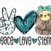 Sloth PNG Peace Love Sloths Cute Baby Sloth With Bandana PNG File for ...
