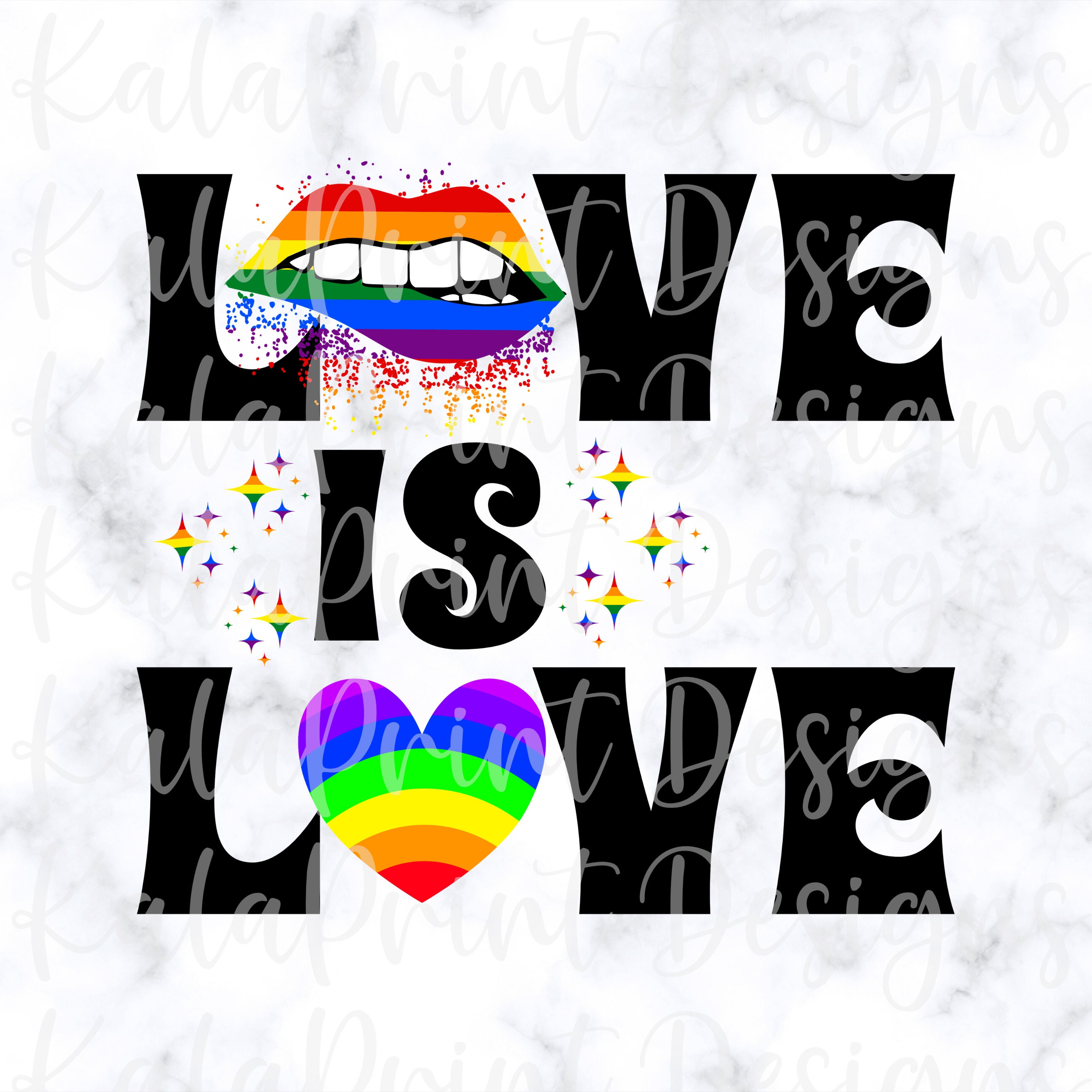 Love Is Love Rainbow Lips Heart Sparkle Gay Pride Lgbtq Png Etsy