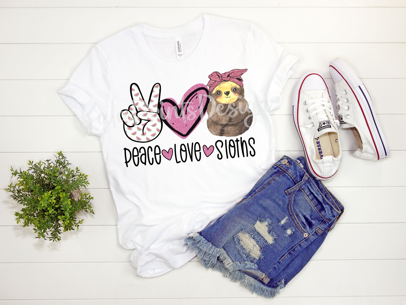 Sloth PNG Peace Love Sloths Cute Baby Sloth W Pink Bandana PNG File for ...