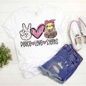 Sloth PNG Peace Love Sloths Cute Baby Sloth W Pink Bandana PNG File for ...