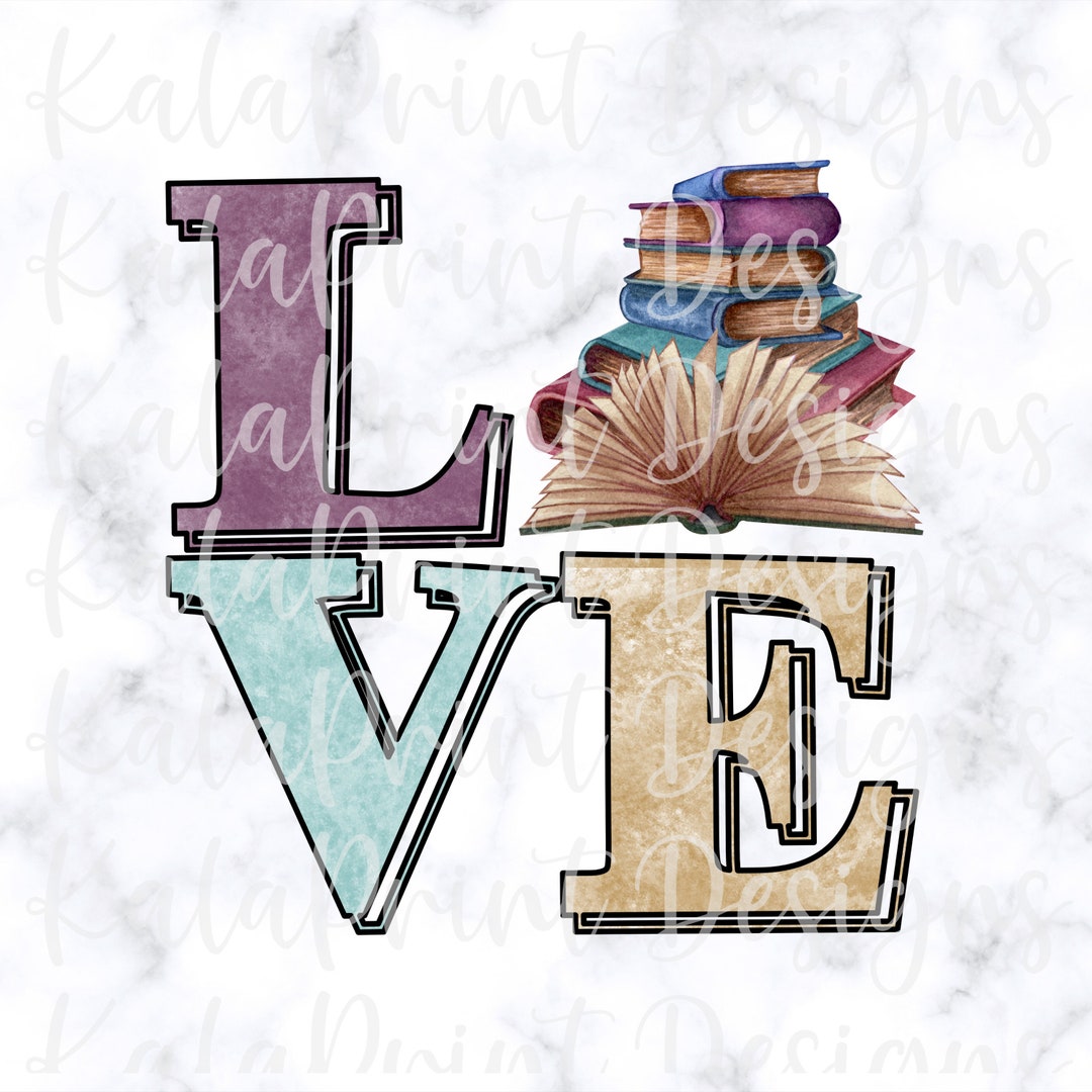 Love Reading Watercolor PNG, Books Sublimation Design (digital Download ...