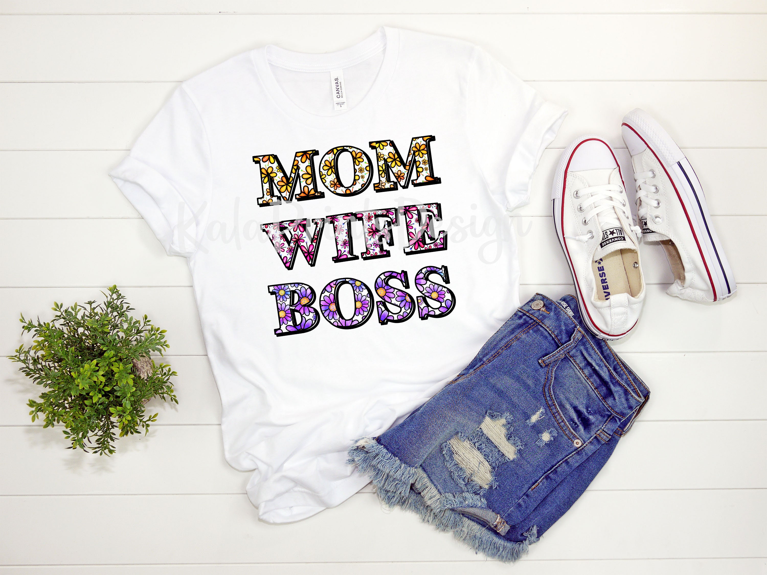 Mom Wife Boss Svg Png Flower Power Mama Svg File For Etsy