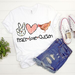 Peace Love Chicken PNG Hen Lover PNG File for Sublimation Printing, DTG ...
