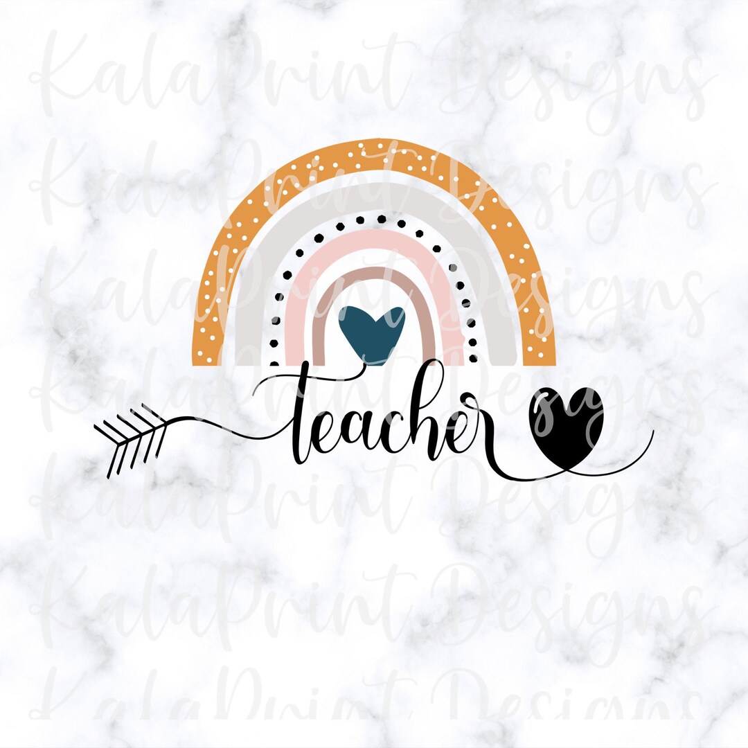 Teacher Boho Rainbow PNG File for Sublimation Printing, DTG Print Ready ...