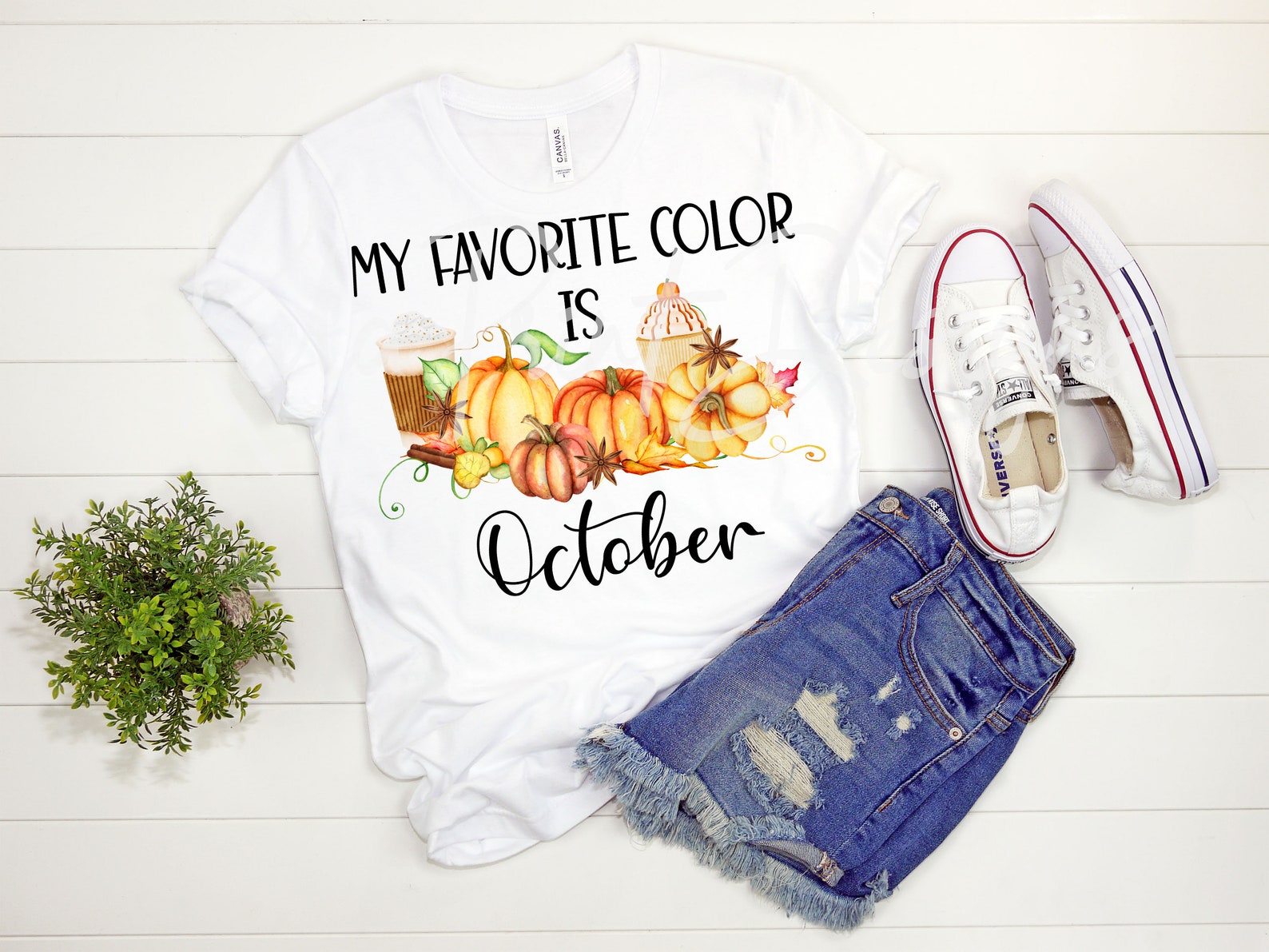 My Favorite Color Is October PNG Cute Watercolor Autumn | Etsy