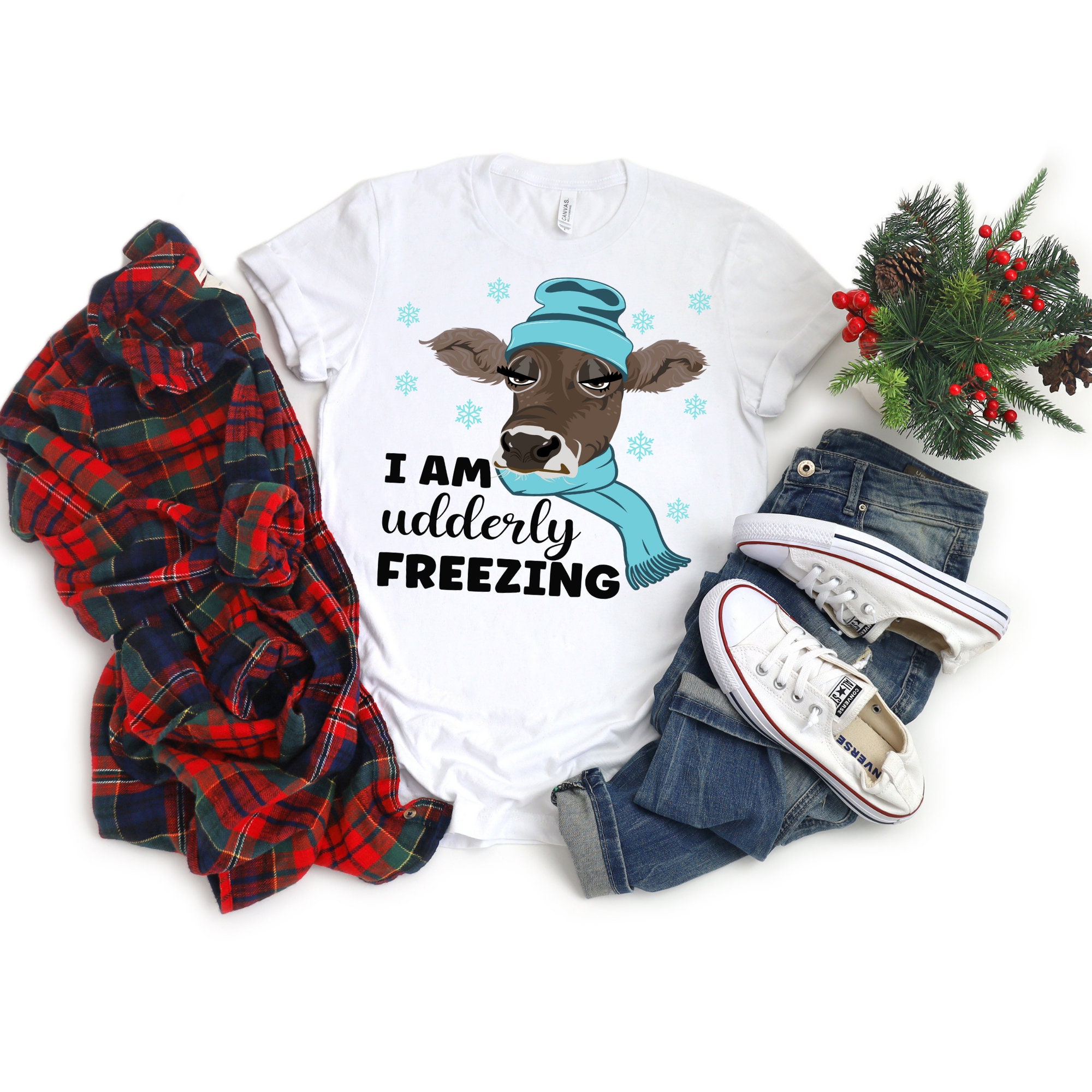 I Am Udderly Freezing PNG Funny Winter Cow PNG Heifer Png File | Etsy