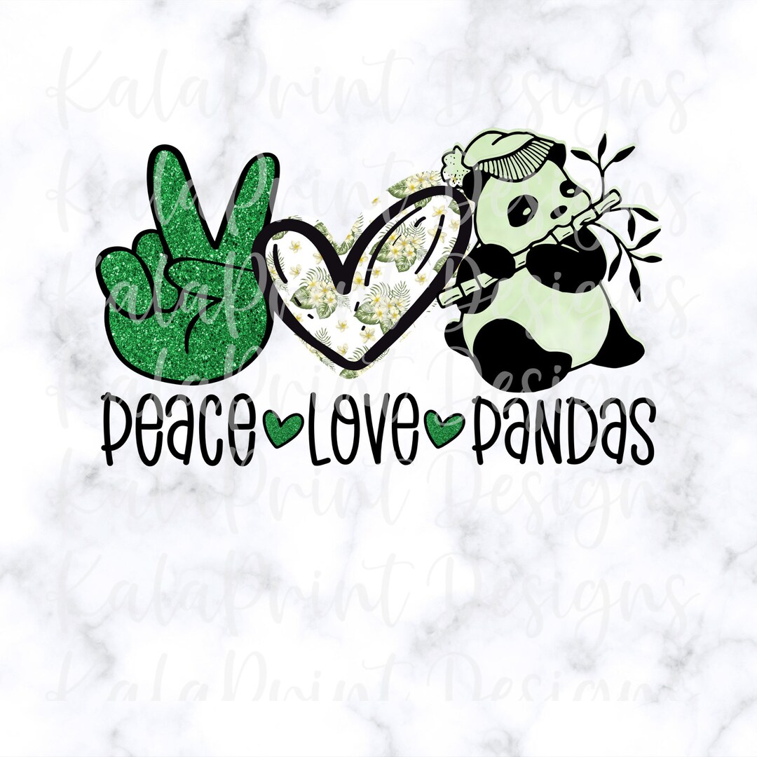 Panda PNG Peace Love Pandas, Cute Baby Panda Bear Tropical PNG File for ...