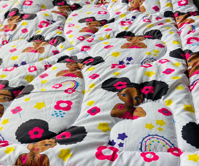 African American Black Girl Twin 2-piece Comforter Set - Etsy
