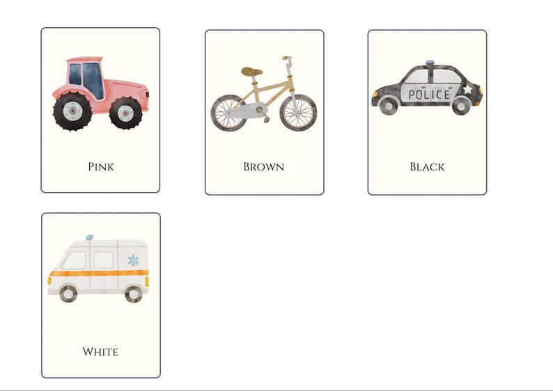 Colors Flash Card // Vehicle Colors // Digital Download - Etsy