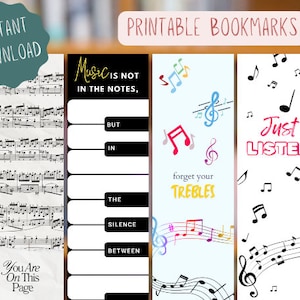 Printable Bookmarks | Music Bookmark | Digital Bookmark | Bookmarks for ...