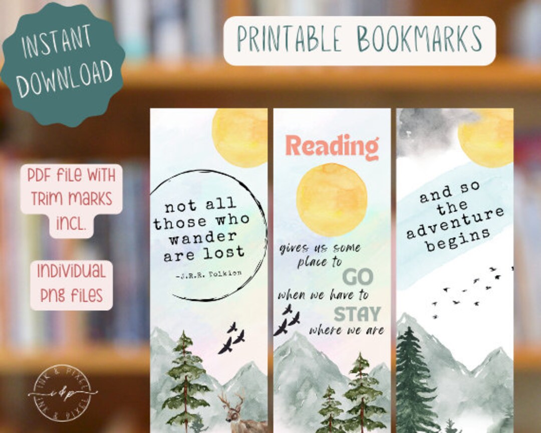 Printable Bookmarks | Adventure Bookmarks | Watercolour Printable ...
