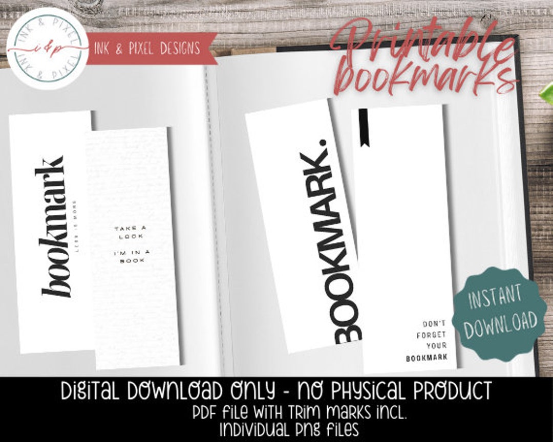Printable Bookmarks | Minimalist Bookmark | B&W Printable | Digital ...