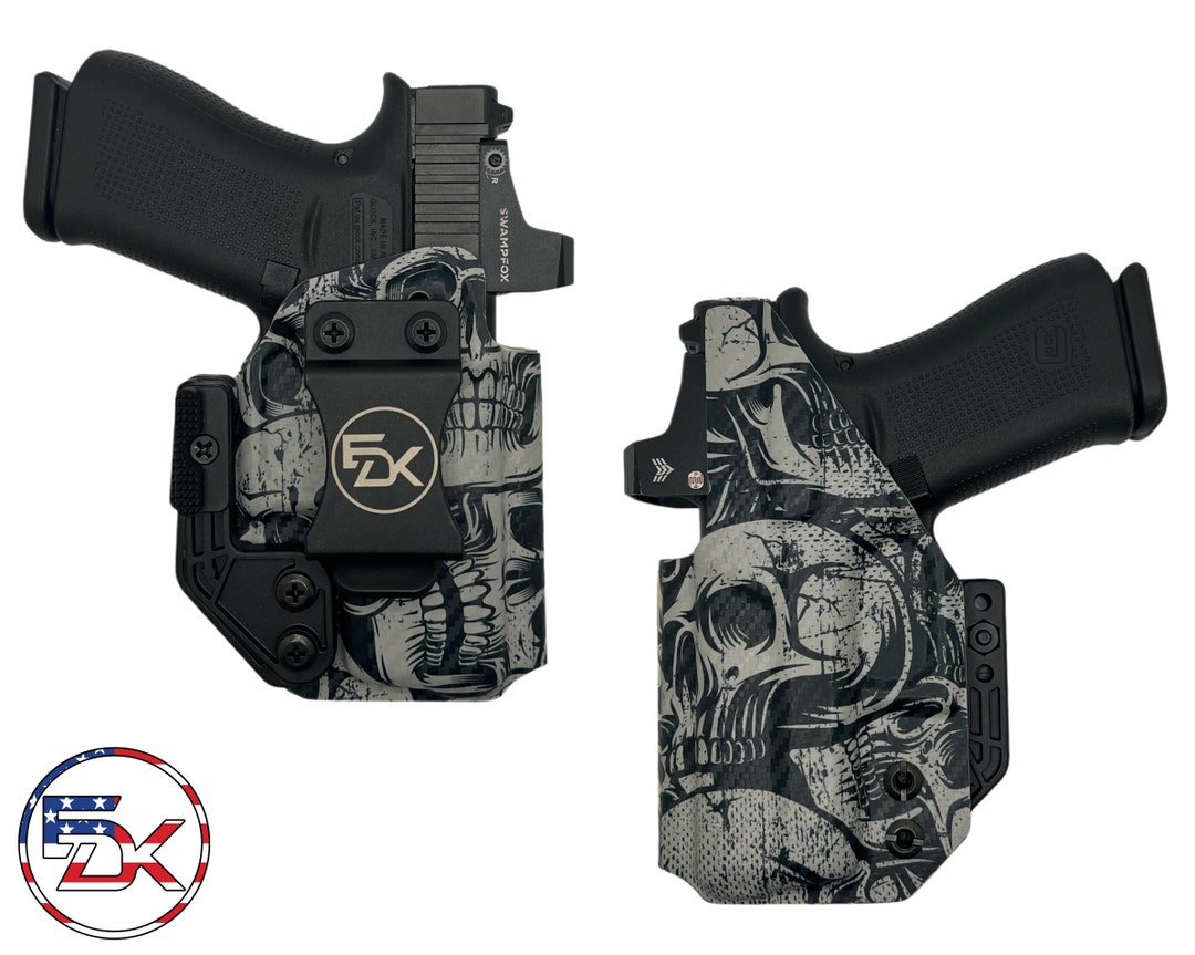 CF Skulls - Gray - IWB Holster Glock 17, 19, 26 43, 43X, Shield, Shield ...