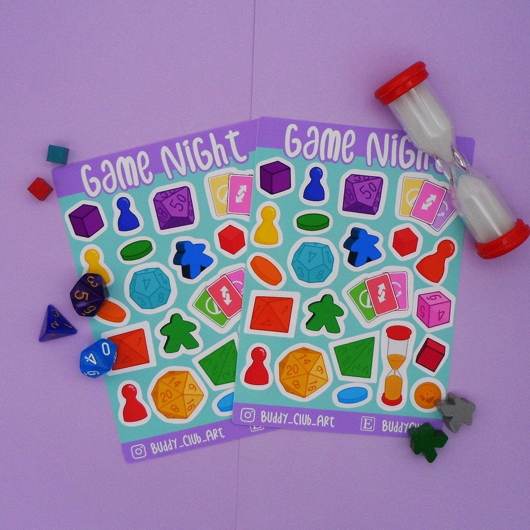 Game Night Stickers / Matte Vinyl Sticker Sheet / Recycled Paper ...