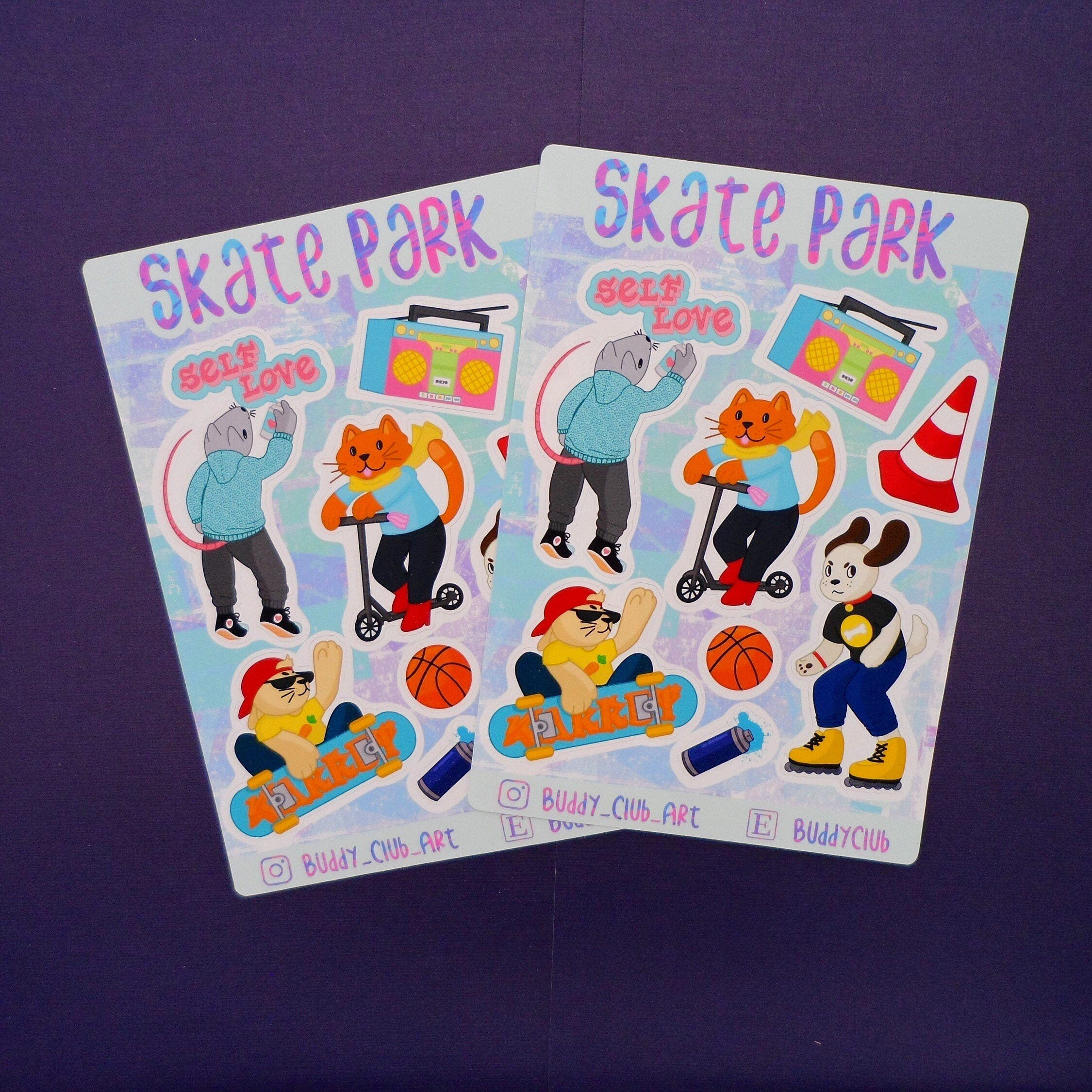 Skate Park / Matte Vinyl Sticker Sheet / Recycled Paper/ Skate - Etsy