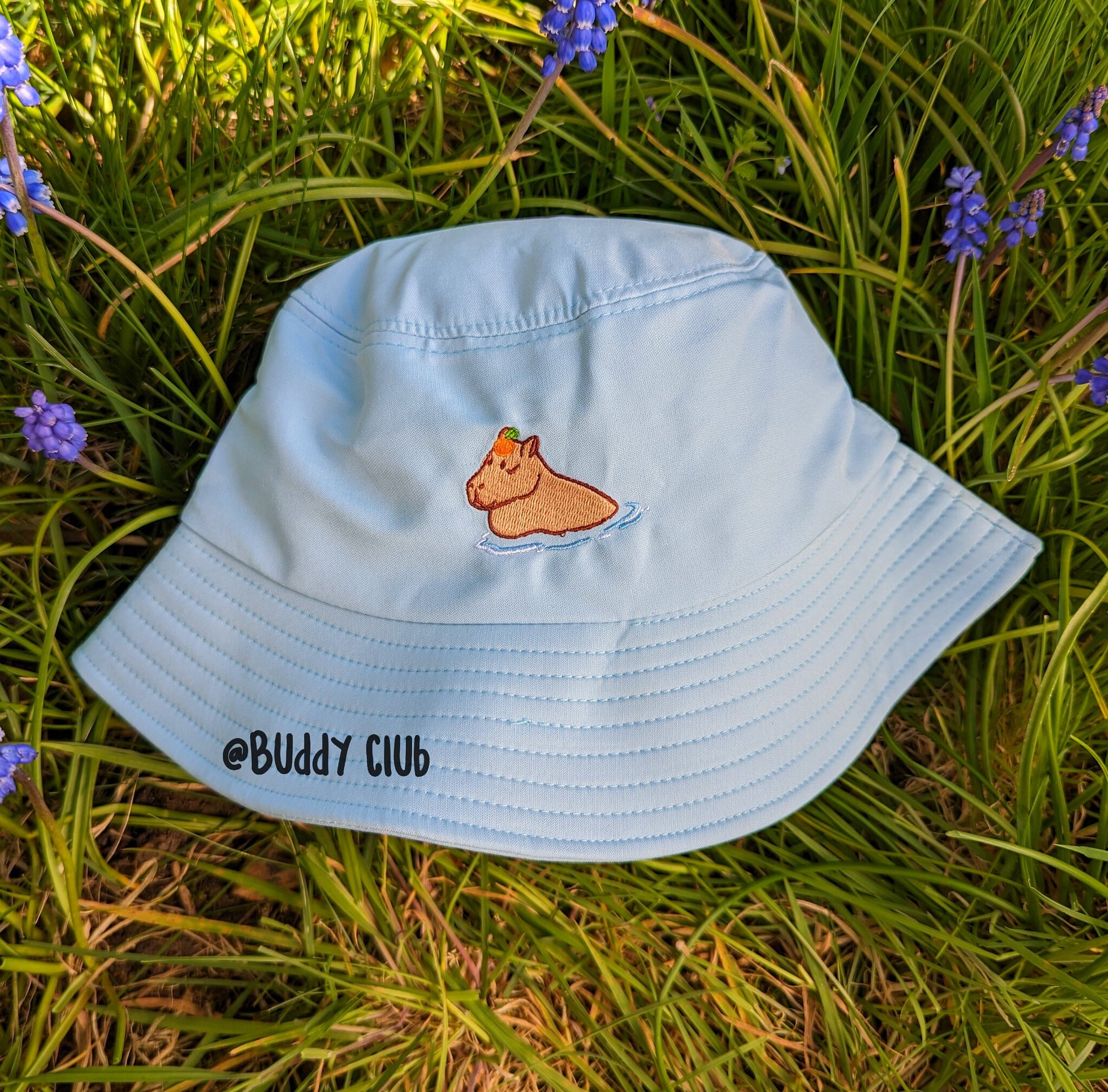Capybara Hats, Sun Hat, Pastel Blue Bucket Hat , Yuzu Spa, Summer ...