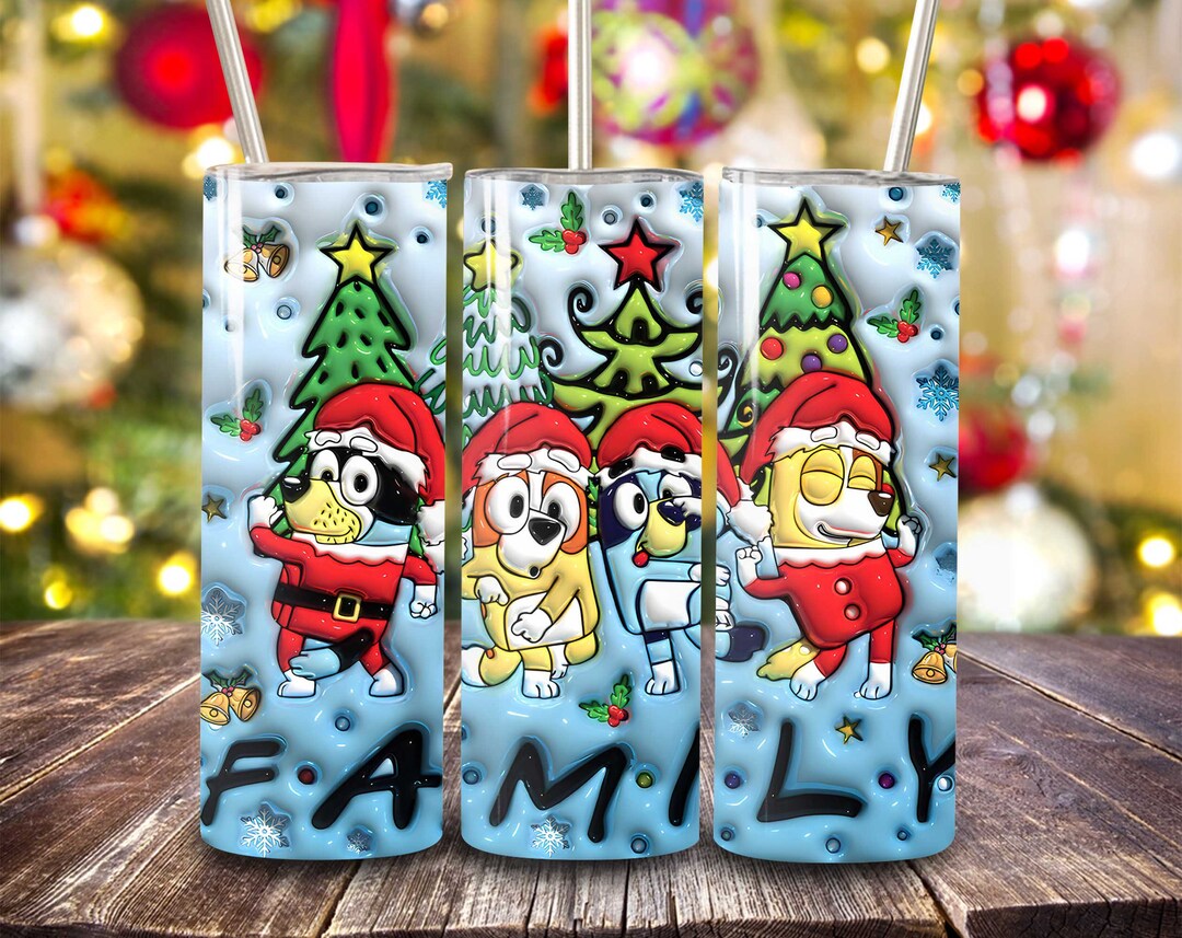Bluey 3D Inflated Tumbler Wrap PNG Bluey 20oz Skinny Tumbler - Etsy.de