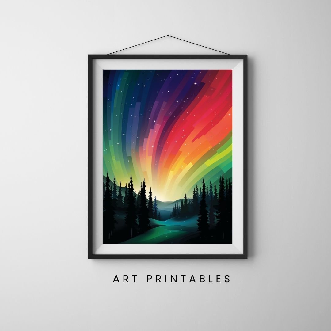 Northern Lights, Set of 3, Aurora Borealis, Abstract Art Digital ...