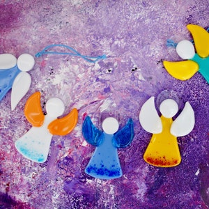 Set of 3/10/20 Fused Glass Angel Handmade Ornament Beautiful Pendants ...