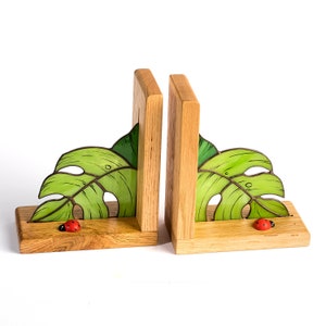 Monstera Stained Glass Bookend - Unique Library Decor Bookends ...