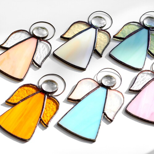 Stained Glass Angel Christmas Set of 3/10/20 Xmas Tree - Etsy