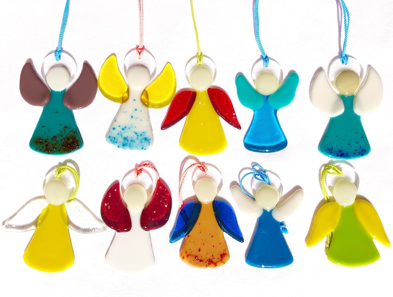 Set of 3/10/20 Fused Glass Angel Handmade Ornament Beautiful - Etsy