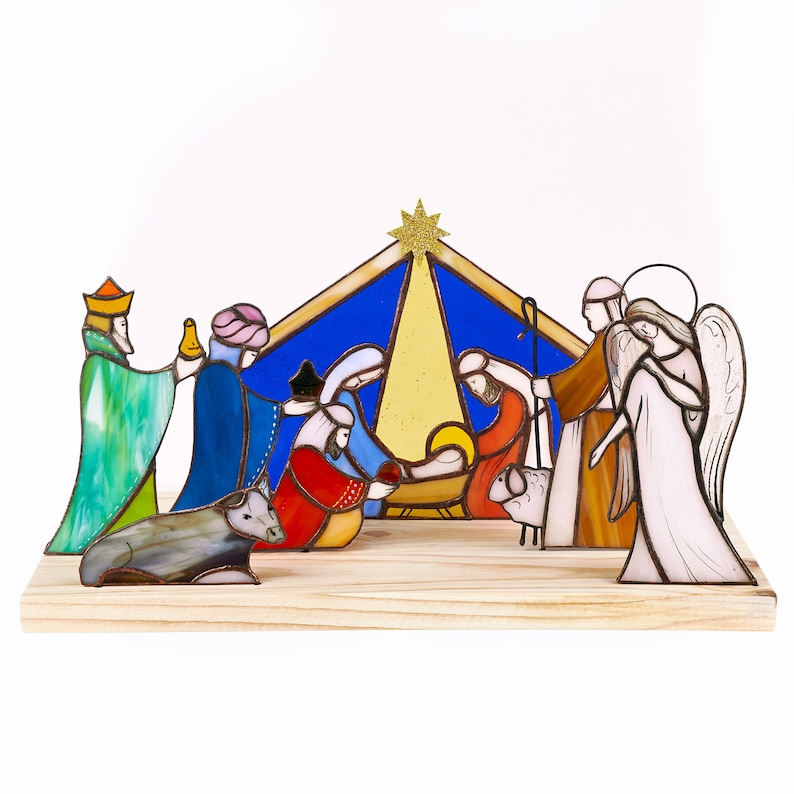 Stained Glass Nativity Set: Holy Family Christmas Decor - Etsy