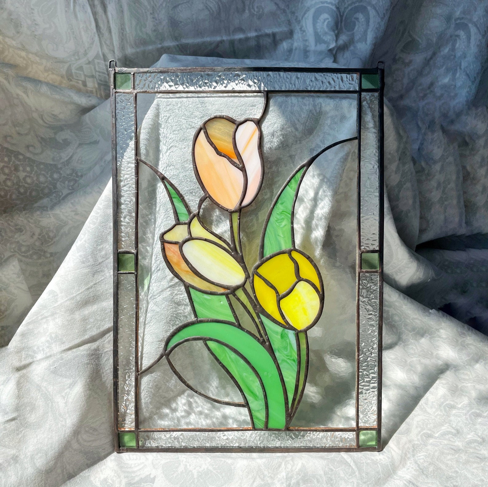 Tulip Stained Glass Panel Flower Gift 6 Colors Window Hanging - Etsy