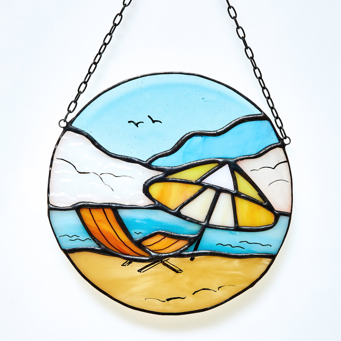 Sea Beach Landscape Stained Glass Sun Catcher Window Hanging - Etsy