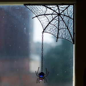 Spider Web Halloween Stained Glass Spooky Home Decoration Window ...