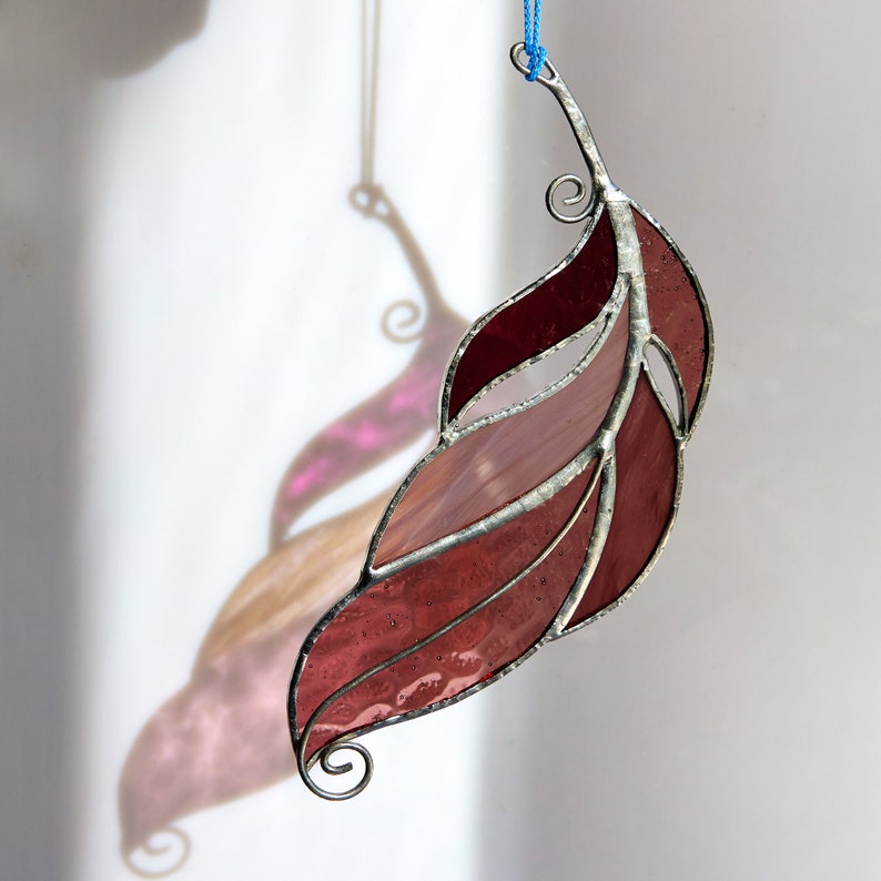 Feather Stained Glass Suncatcher Window Hangings Decor Home - Etsy