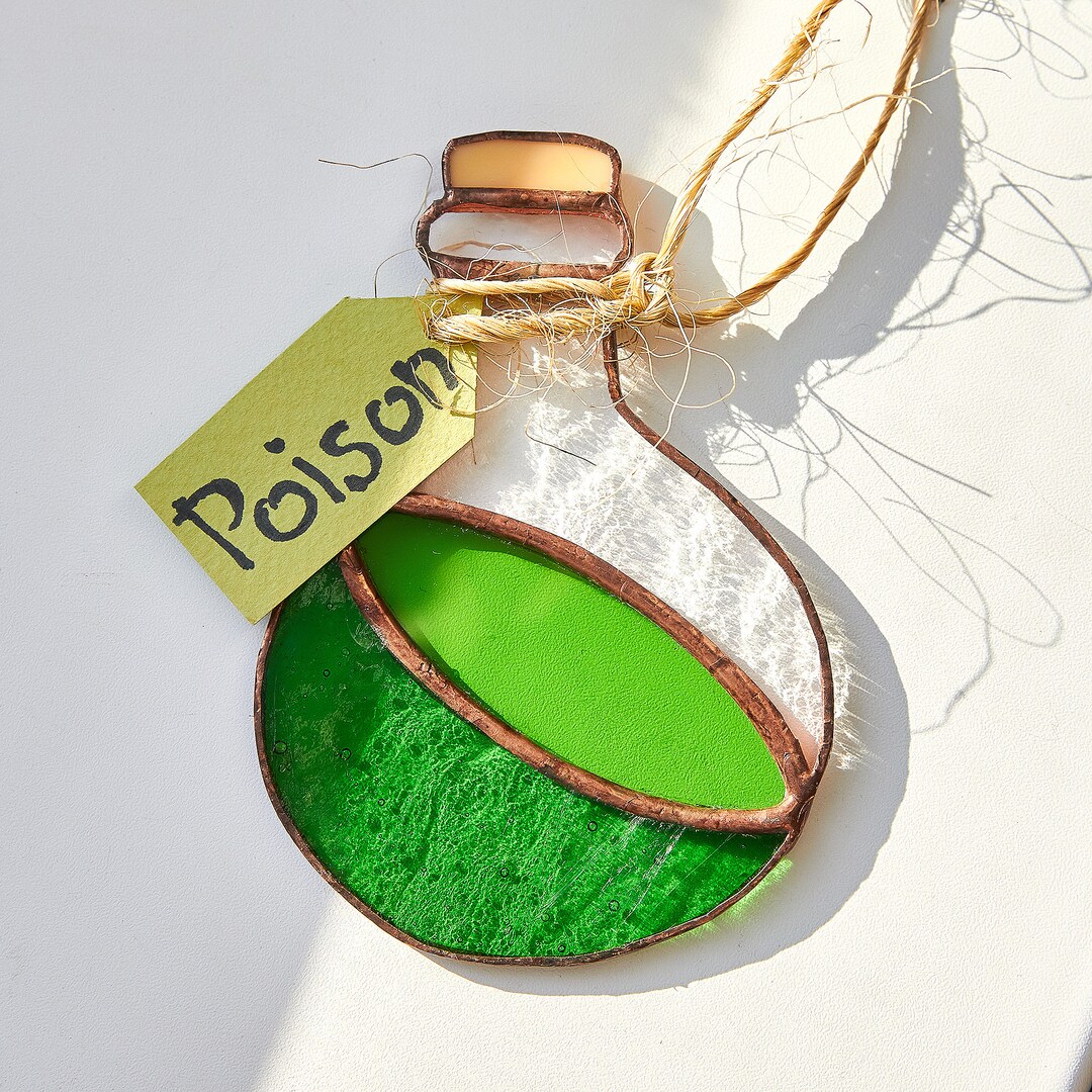 Poison Bottle Halloween Stain Glass Decor, Halloween Spells Potion ...