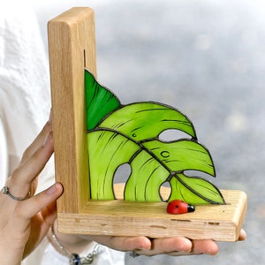 Monstera Stained Glass Bookend - Unique Library Decor Bookends ...