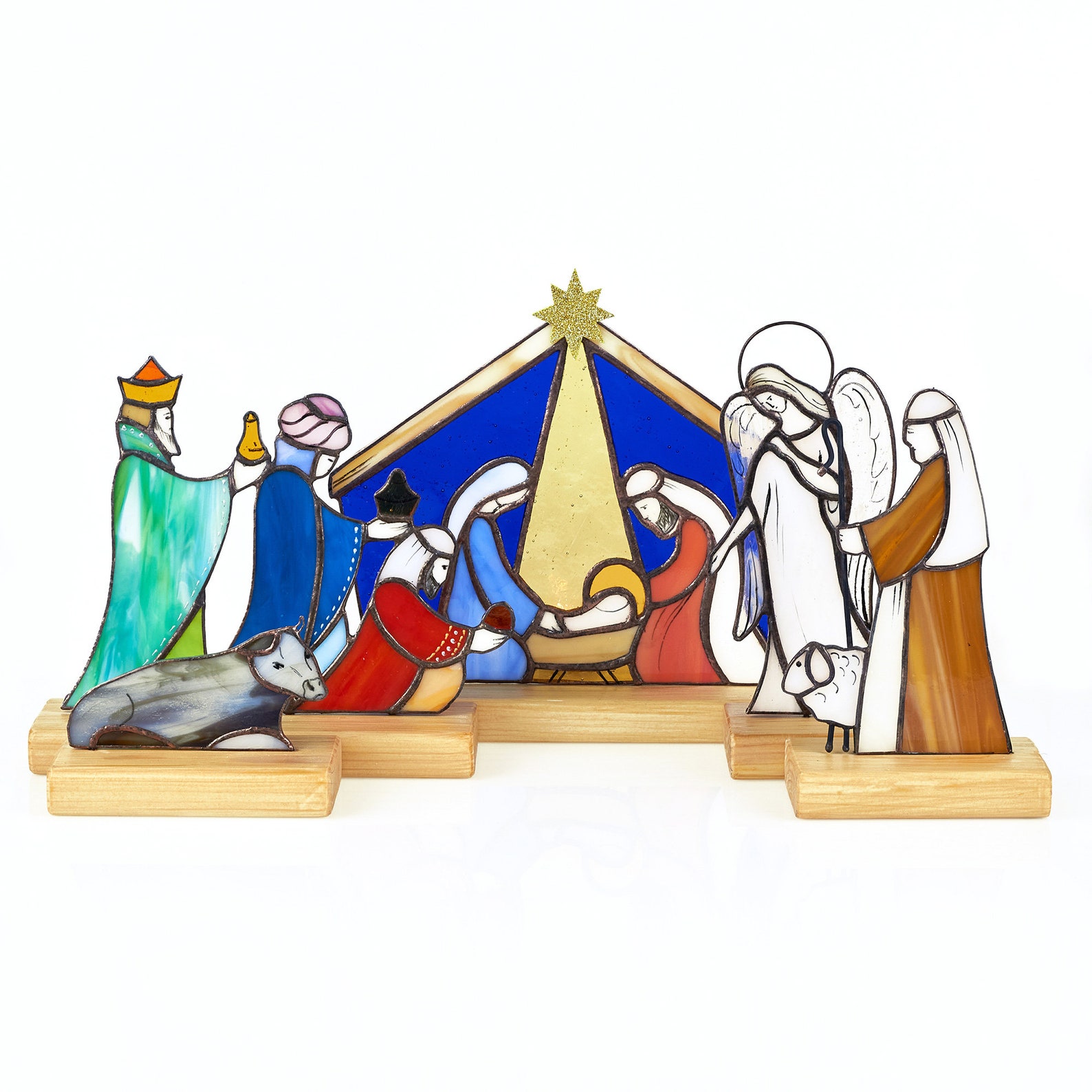 Stained Glass Nativity Set: Holy Family Christmas Decor - Etsy